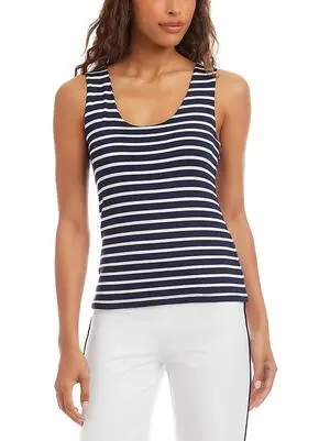 Karen Kane Scoop Neck Double Layer Tank - Stripe