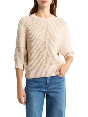 Vince Camuto Crewneck Shaker-stitch Sweater - Dusty Birch