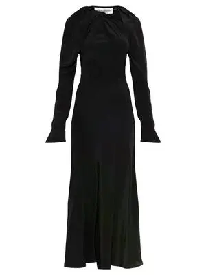 VICTORIA BECKHAM Long-Sleeve Twisted Midi Dress