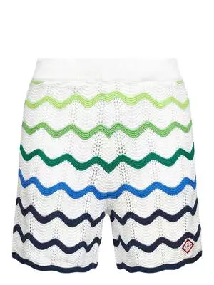 Casablanca Elasticated Scalloped Knit Shorts - White