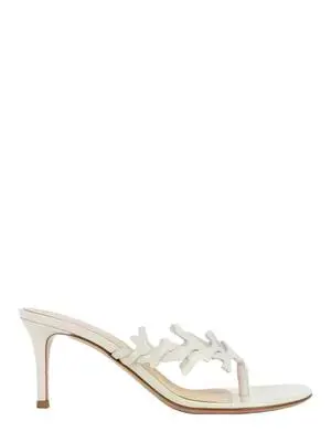 GIANVITO ROSSI Leaf Stiletto Mules - White