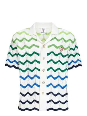 Casablanca Gradient Wave Crochet Shirt - White