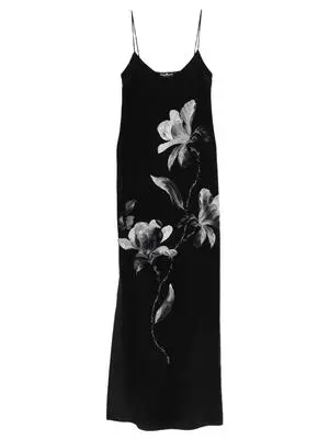 Ermanno Scervino Floral Silk Maxi Dress - Black