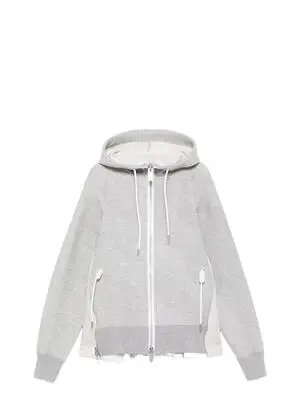 Sacai Paneled Zip Up Hoodie - Grey
