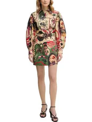 Farm Rio Printed Belted Dress - Neutrals