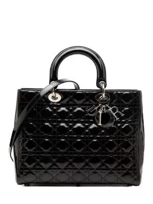 Dior 2011 Large Patent Cannage Lady Satchel - Black