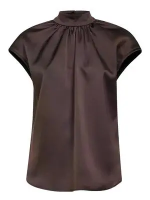 BLANCA VITA Gathered-collar Top - Brown