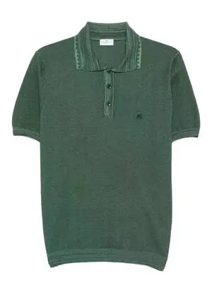 Etro Buttoned Pique Polo Shirt - Green