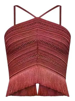 PatBO Amber Fringed Top - Brown