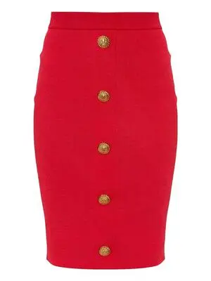 Balmain Button Mini Skirt - Red
