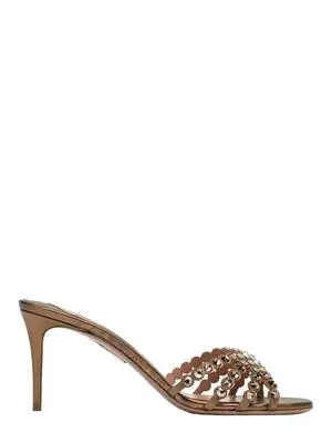 AQUAZZURA Tequila Embellished Sandals - Brown
