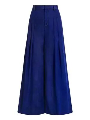 Rosie Assoulin Wide-leg Pleated Trousers - Blue