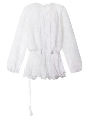 MARANT ETOILE Preya Eyelet Ruffled Dress - White