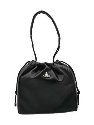 VIVIENNE WESTWOOD Orb-plaque Drawstring Shoulder Bag - Black