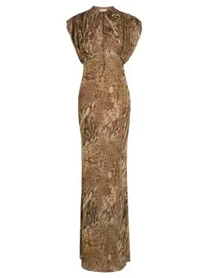 DE LA VALI Ceres Patterned Maxi Dress - Brown