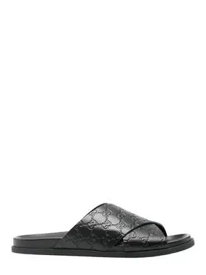 Gucci Interlocking G Criss-cross Flat Sandals - Black