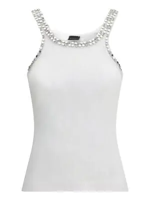 Pinko Studded Ribbed Tank - White