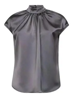 BLANCA VITA Gathered Stand-collar Top - Grey