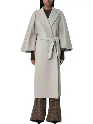 Max Mara Peak-lapels Self-tie Coat - Neutrals