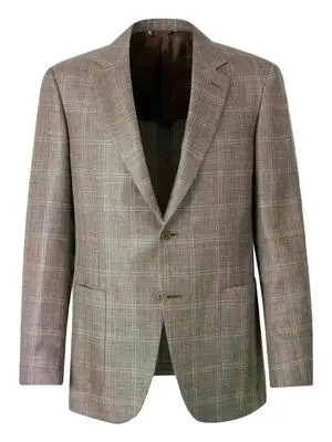 Canali Check-pattern Single-breasted Blazer - Brown
