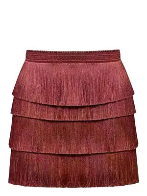 PatBO X Camila Coelho Amber Fringed Mini Skirt - Brown