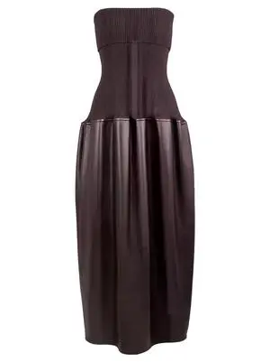 TOD'S Knitted Leather Midi Dress - Brown