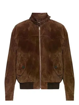 Alexander McQueen Zip-up Suede Jacket - Brown