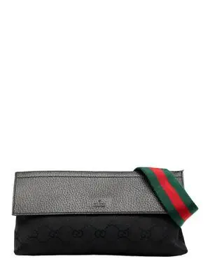 Gucci Gg Canvas Web Crossbody Bag - Black