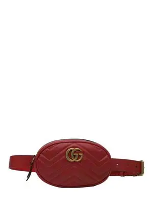 Gucci Gg Marmont Matelassé Leather Belt Bag - Red