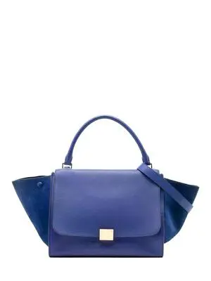 Celine 2013 Medium Calfskin And Suede Trapeze Satchel - Blue