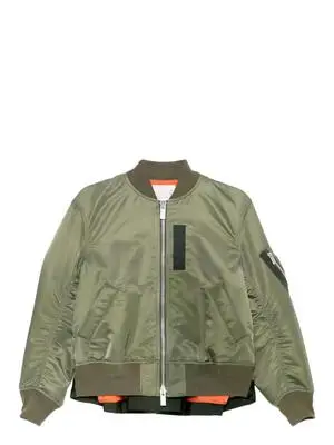 Sacai Bomber Jacket With Zip Pockets - Green