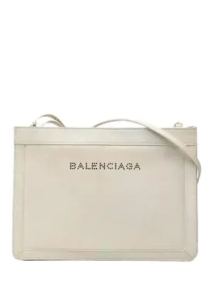 Balenciaga Leather Pochette Crossbody Bag - White