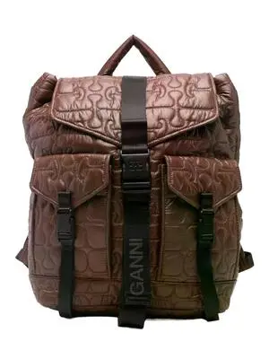 GANNI Quilted Backpack - Brown
