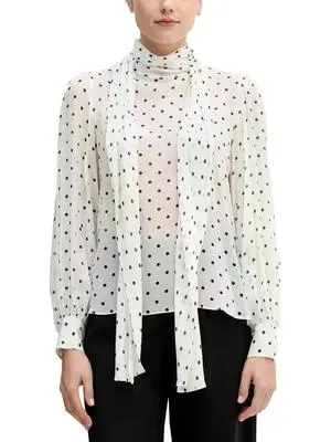 PEDRO DEL HIERRO Polka Dot Scarf Blouse - White