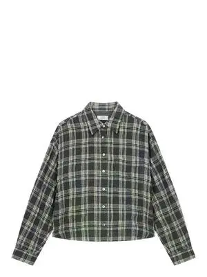 STUDIO TOMBOY Elasticated-hem Checkered Shirt - Grey
