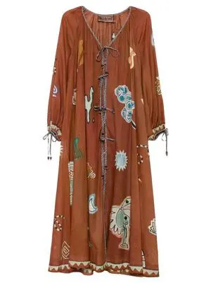 ALEMAIS Laurence Graphic Print Maxi Dress - Brown