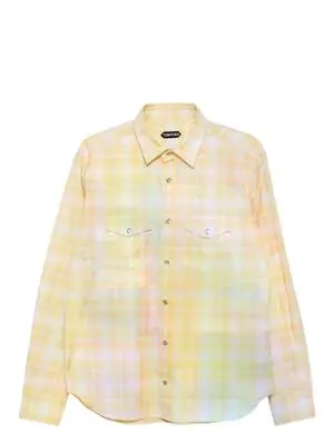 TOM FORD Chest-pocket Checked Shirt - Yellow