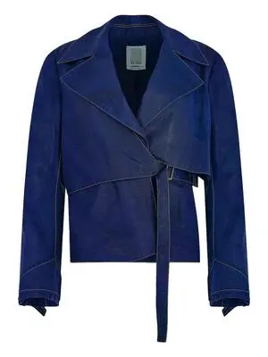 Rosie Assoulin Ridged Moiré Belted Jacket - Blue