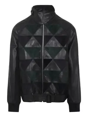 LANVIN Geometric-panel Leather Jacket - Black