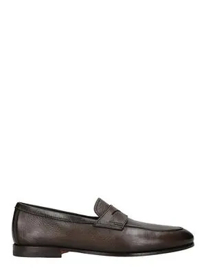 Santoni Grained Leather Carlos Loafers - Brown