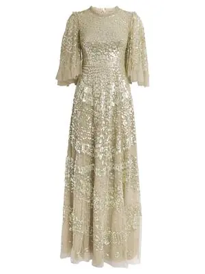 NEEDLE & THREAD Anais Sequin Gown - Gold