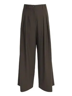 ME+EM Pleated Wide-leg Trousers - Green