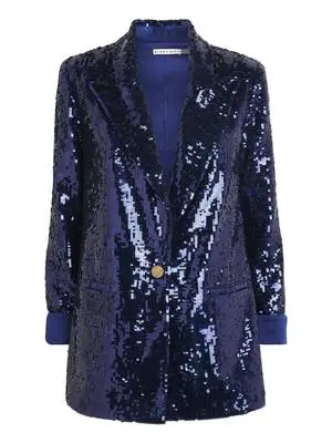 Alice + Olivia Quincy Sequin Blazer - Navy