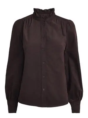 ME+EM Corduroy Lyocell Blouse - Brown