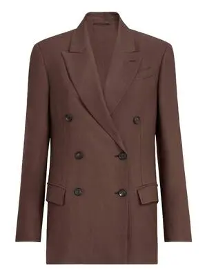 BRUNELLO CUCINELLI Crepe Double-Breasted Blazer