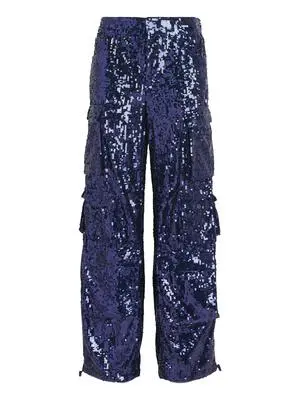 Alice + Olivia Sequin Olympia Cargo Trousers - Navy
