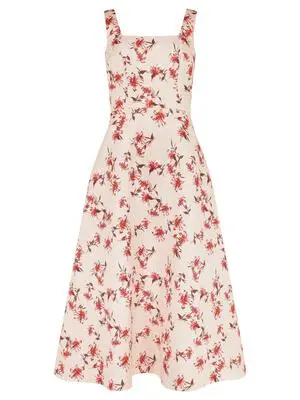 EMILIA WICKSTEAD Shiloh Summer Lillies Taffeta Faille Dress - Pink