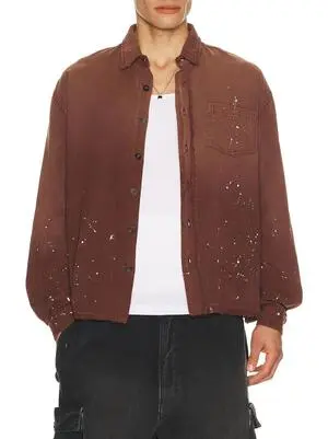 RÉLYK Billy Cropped Shirt In Red - Wine