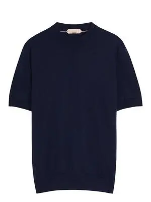 AURELIEN Merino Wool Polo Shirt Navy
