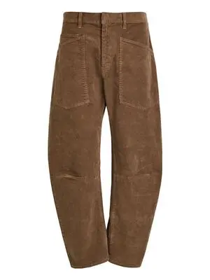 NILI LOTAN Shon Barrel-leg Corduroy Trousers - Brown